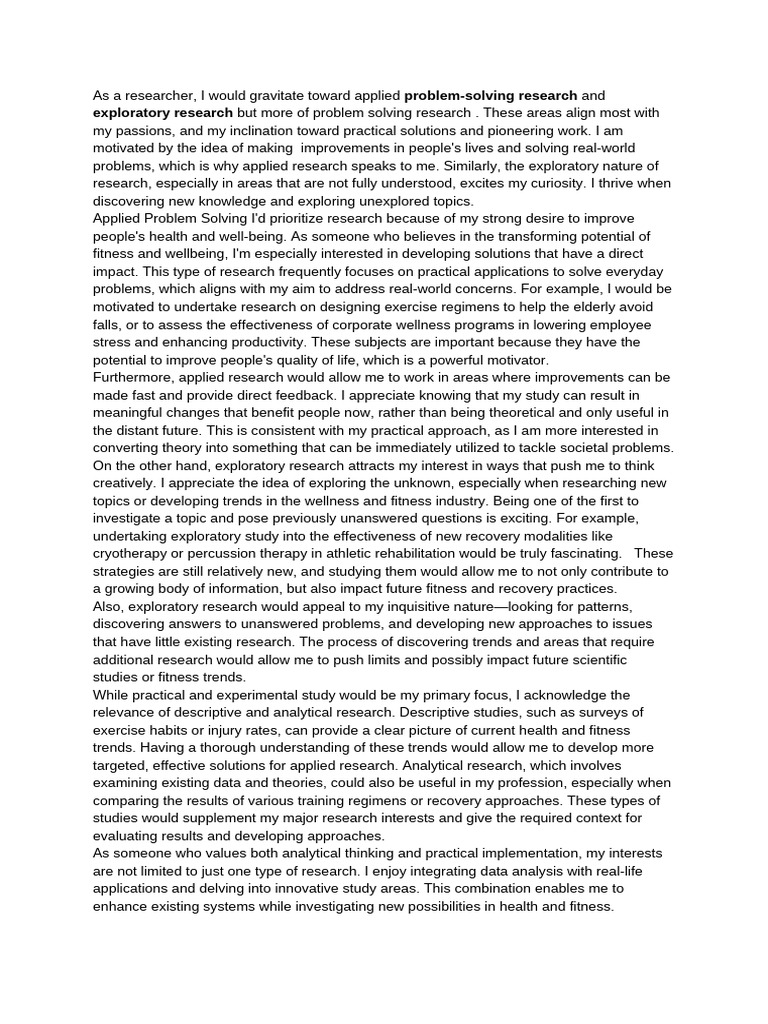 Curious Minds and Practical Solutions My Research Passion | PDF | Well ...