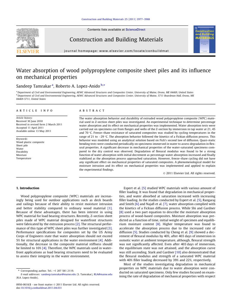 Water Absorption of Wood Polypropylene C | PDF | Fracture | Young's Modulus