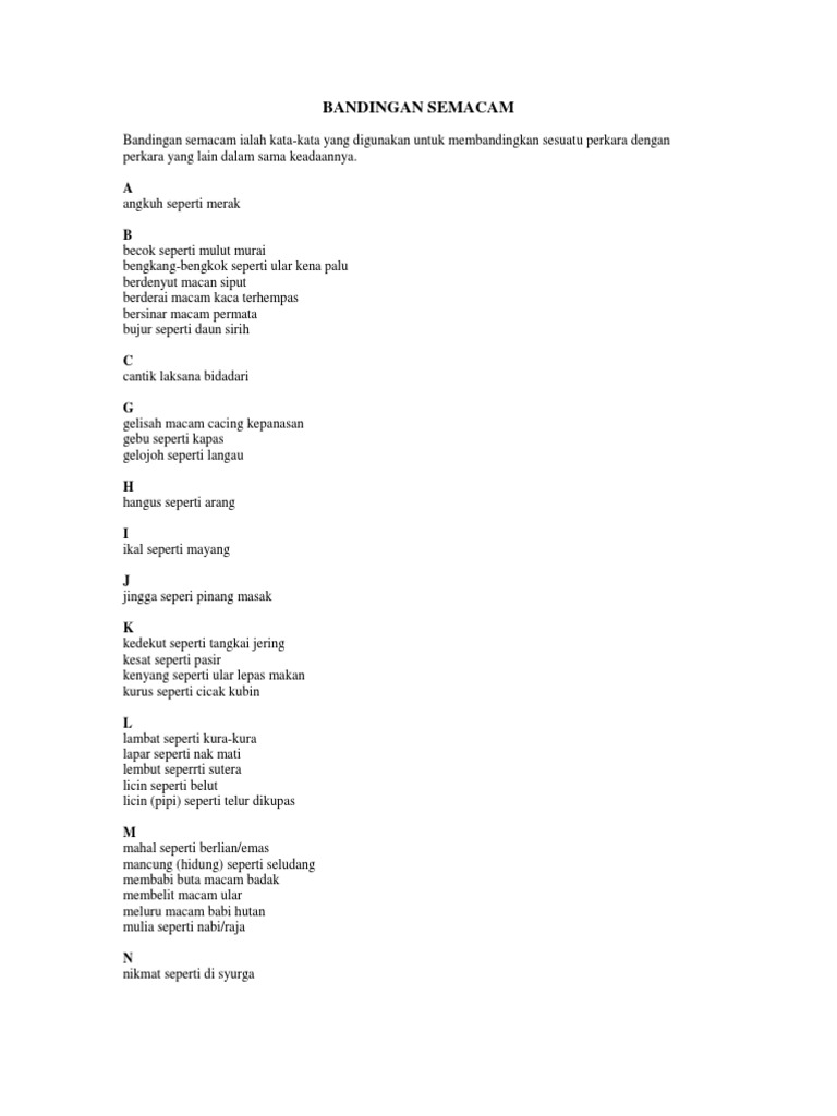 Bandingan Semacam | PDF | Kajian Bahasa Asing