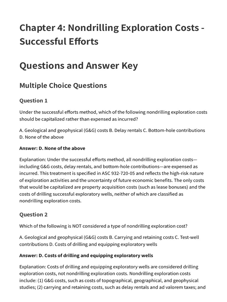 Chapter 4: Nondrilling Exploration Costs - Successful Efforts | PDF ...