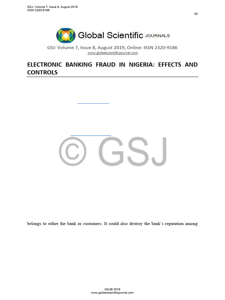 Electronic Banking Fraud in Nigeria Effects and Controls | PDF ...