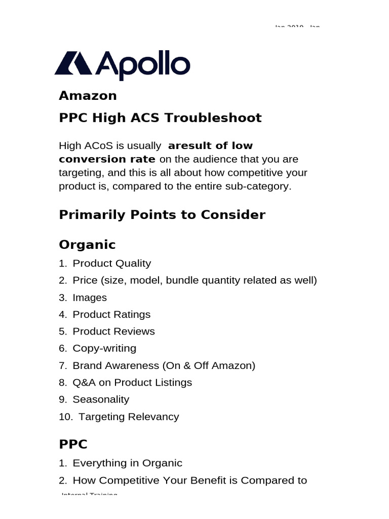 PPC High ACoS Troubleshoot | PDF