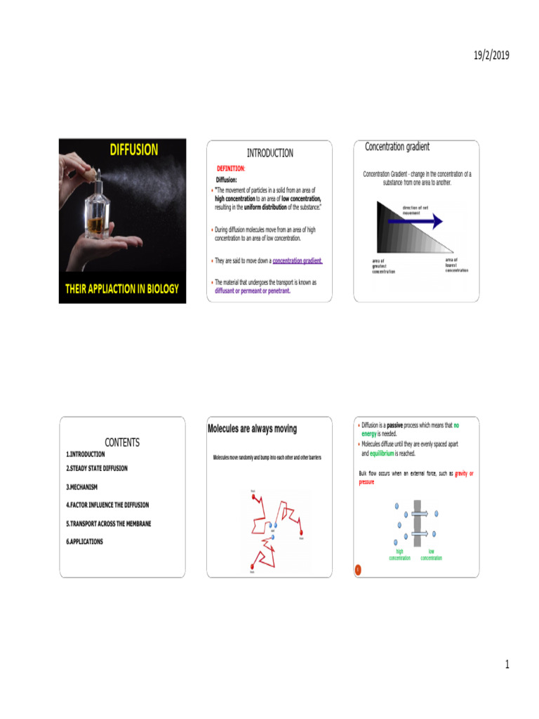 Diffusion and Its Application in Biology | PDF | Diffusion | Cell Membrane