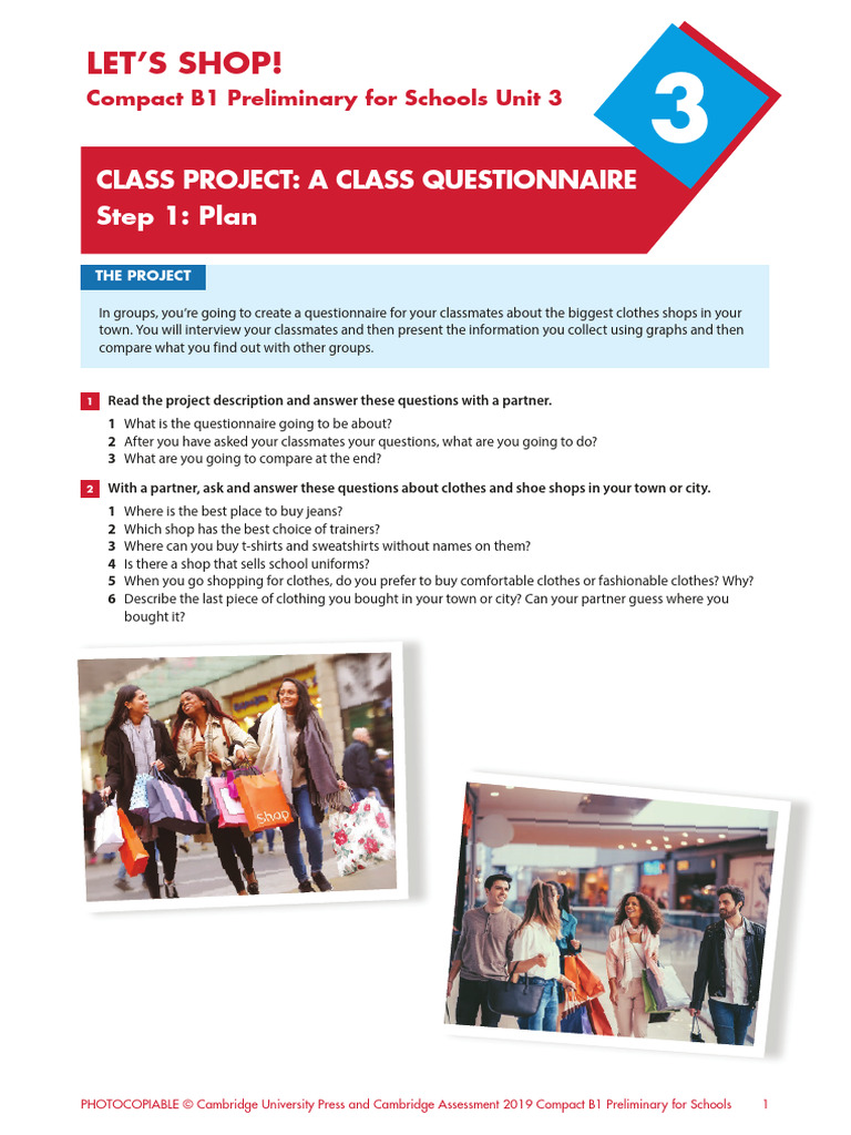 Compact Project 03 B1 Preliminary For Schools Pdf Question Cognition
