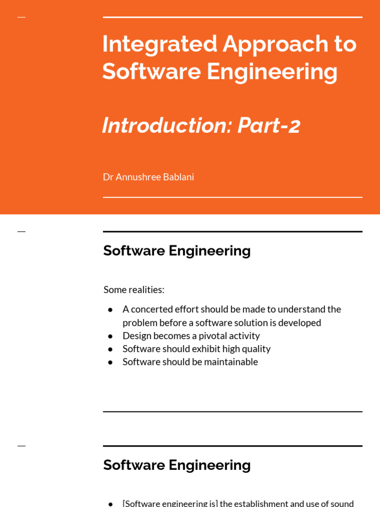 Integrated Approach To Software Engineering-Lect-2 | PDF | Software | Software Quality