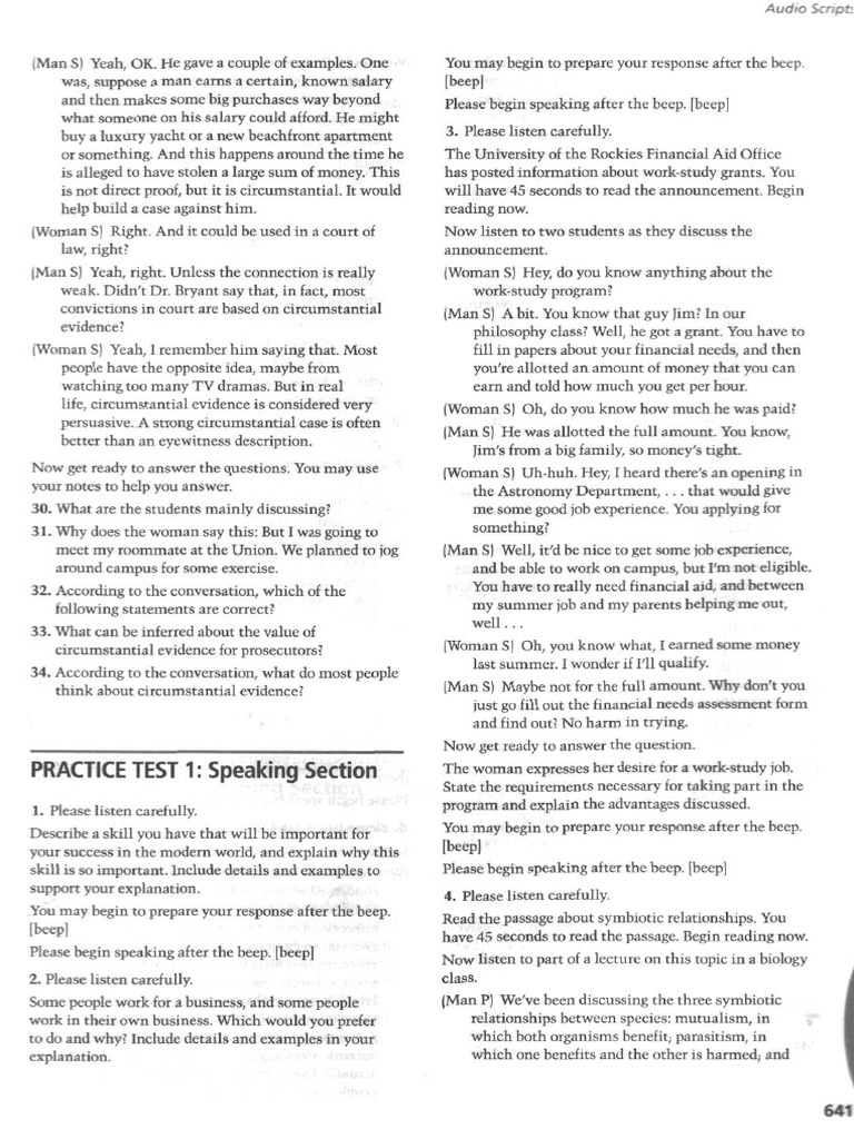 Transcript Cambridge Speaking Test 1 | PDF