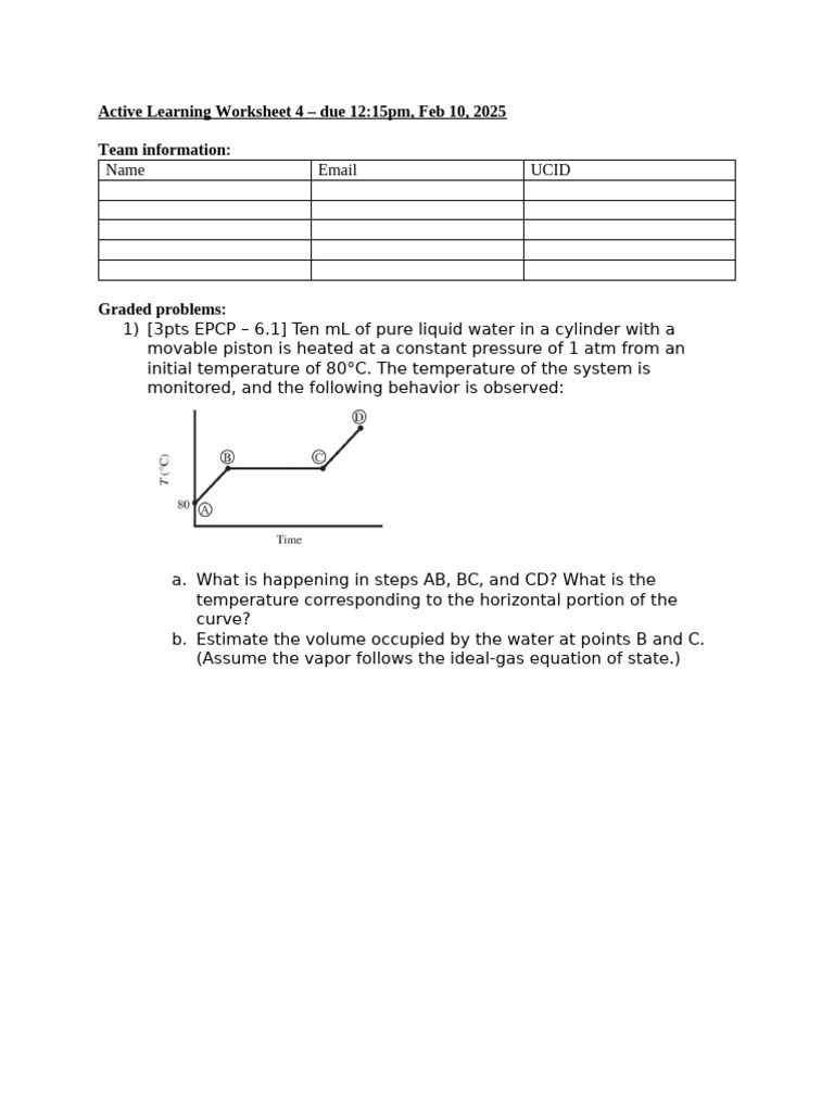 Active Learning Worksheet 4 | PDF | Water | Steam