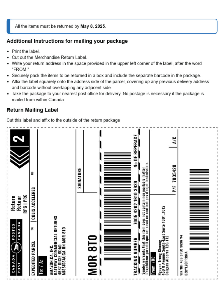 Online Return Center | PDF
