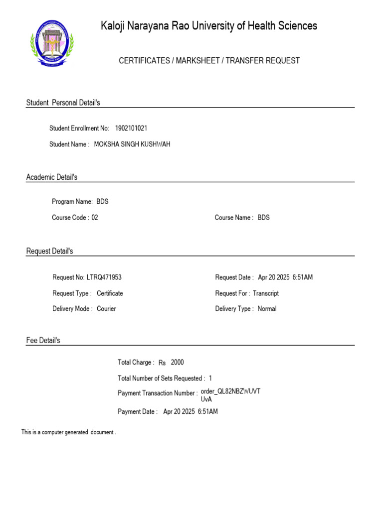 XR Request Report | PDF