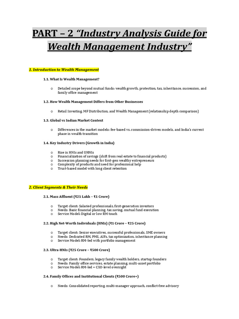 Industry Analysis - Wealth Management | PDF | Investing | Wealth Management