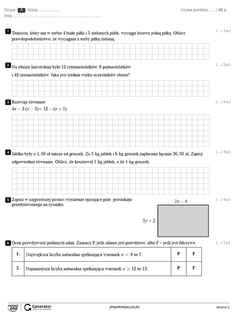 Całoroczny KL 8 Test | PDF