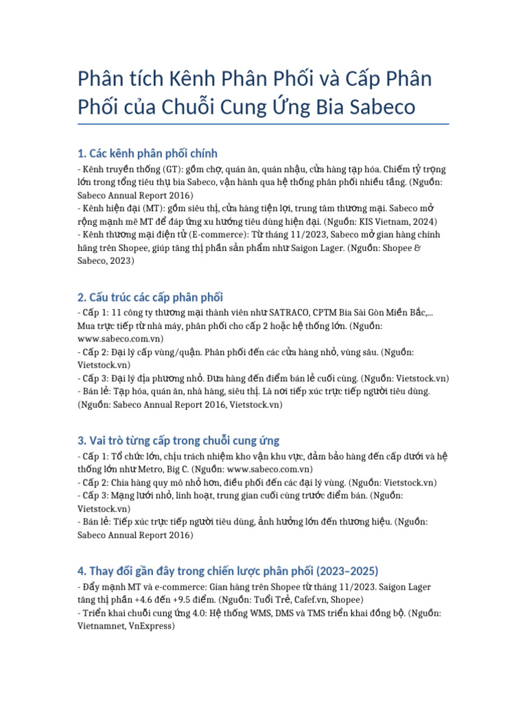 Kenh Phan Phoi Sabeco | PDF