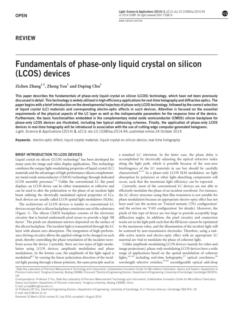 Fundamentals of Phase-Only Liquid Crystal On Silicon (LCOS) Devices ...