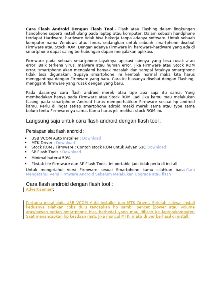 Cara Flash Android Menggunakan Flash Tool | PDF