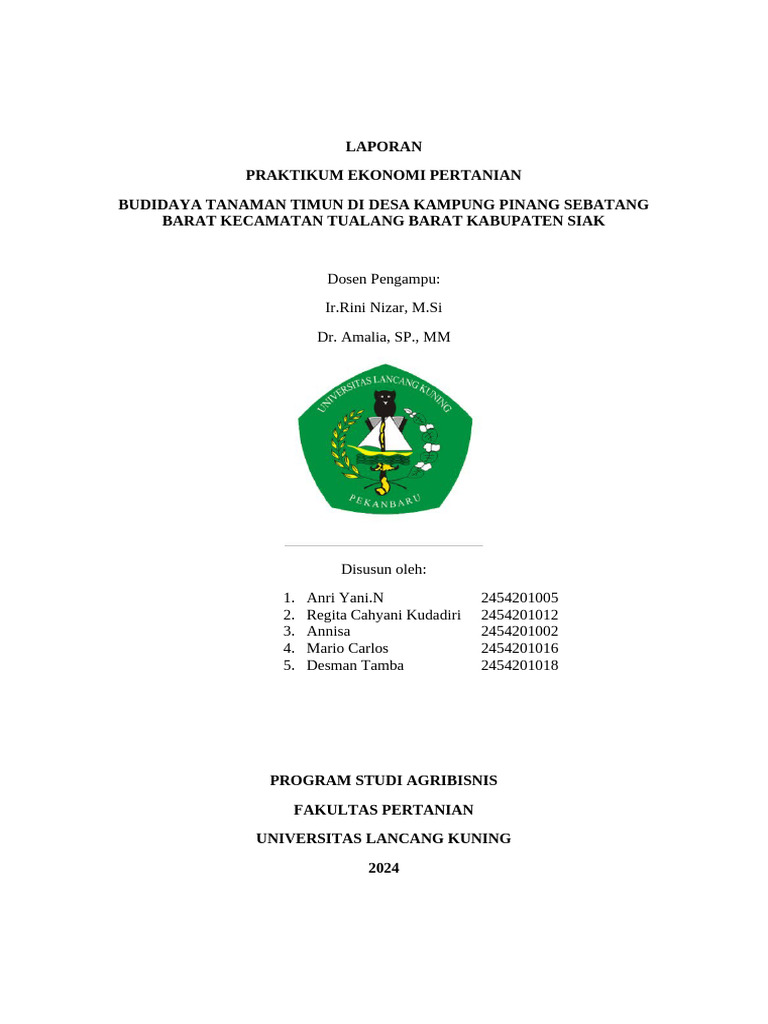 Budidaya Timun di Kampung Pinang Sebatang | PDF