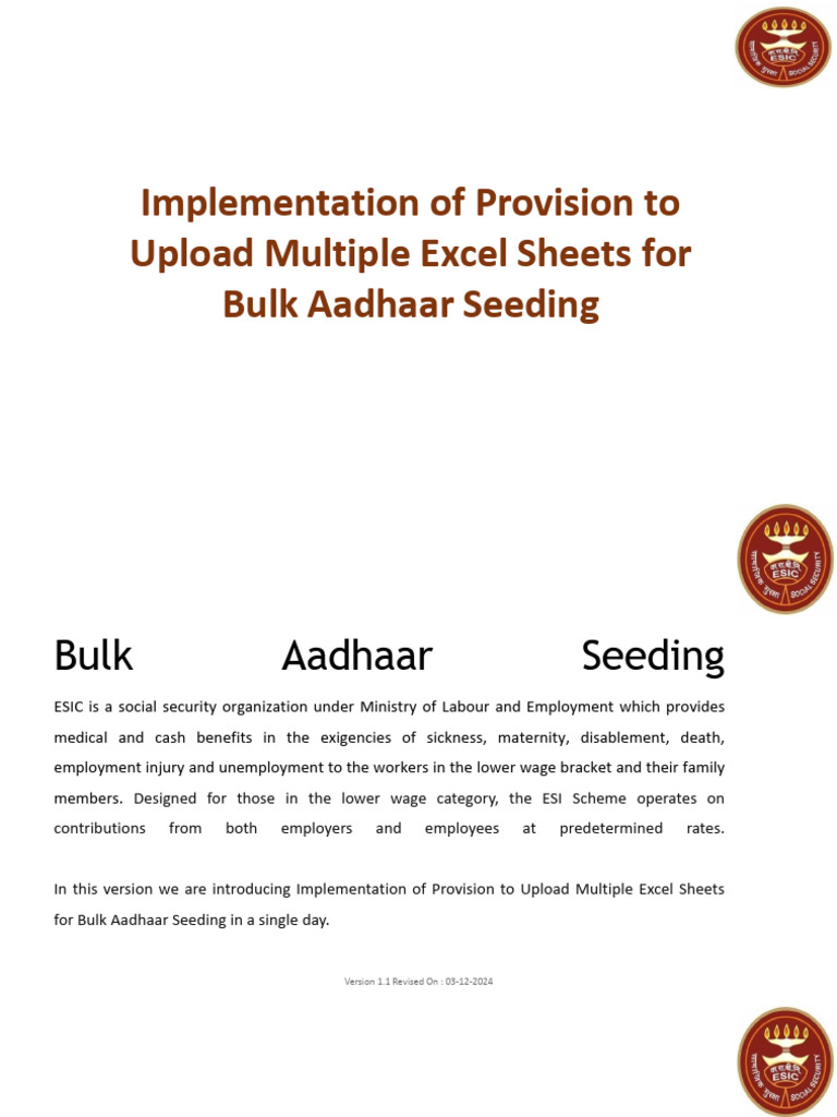 Bulk Aadhaar Seeding Process for ESIC | PDF | Computing