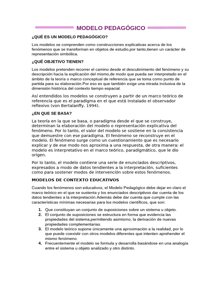 Componentes del Modelo Pedagógico | PDF | Pedagogía | Enseñando