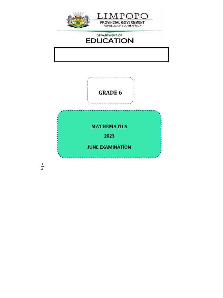 2023 Math GR 6 June Examination | PDF | Numbers | Arithmetic