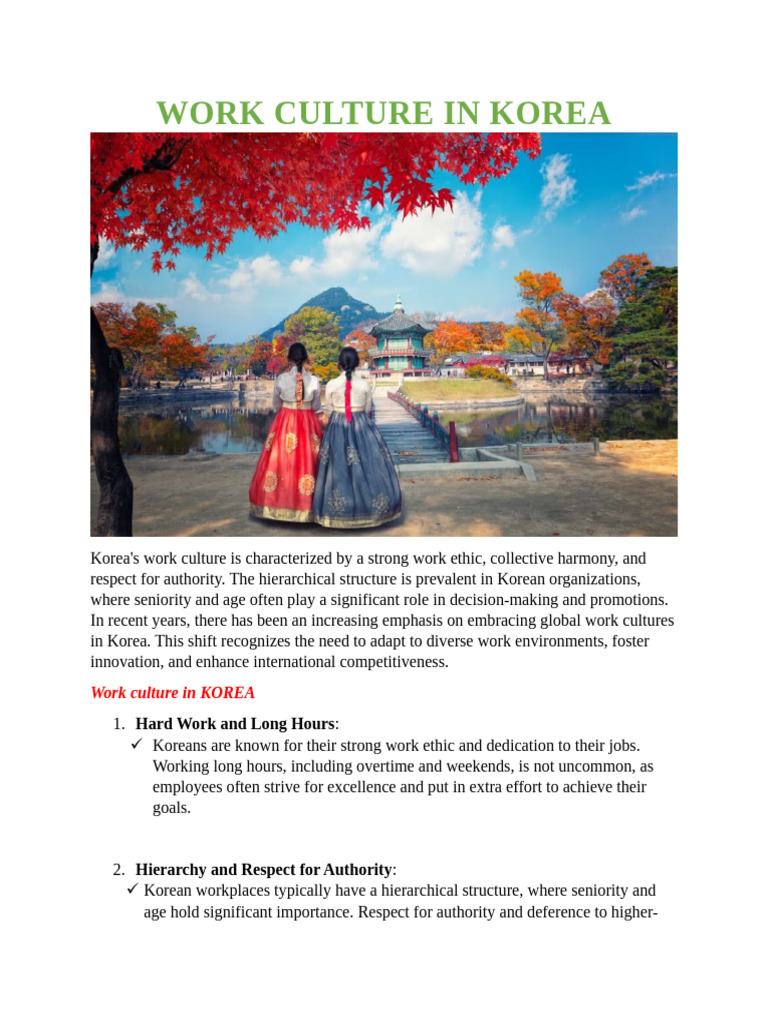 Work Culture in Korea - Gr6 | PDF | Confucianism | Hierarchy