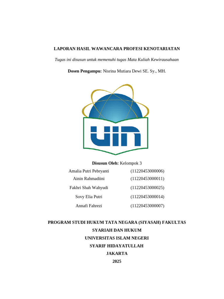 Laporan Hasil Wawancara Profesi Kenotariatan | PDF