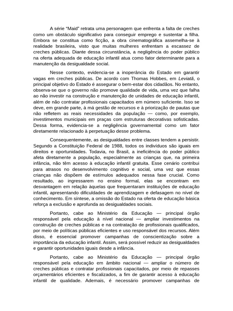 Insuficiência de Creches no Brasil | PDF | Pré-escola | Estado