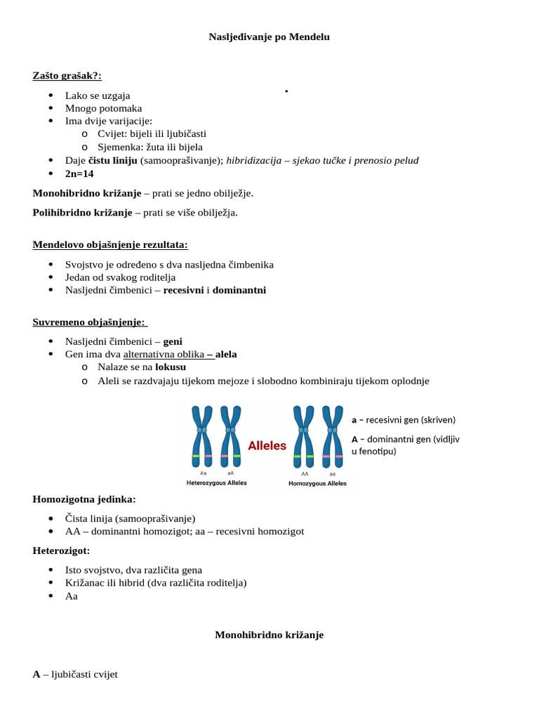 Nasljeđivanje Po Mendelu I Križanja | PDF