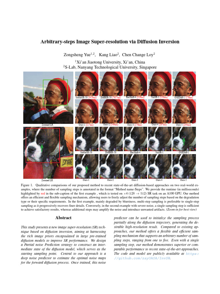 Arbitrary-Steps Image Super-Resolution Via Diffusion Inversion 2412.09013v2 | PDF | Inverse ...
