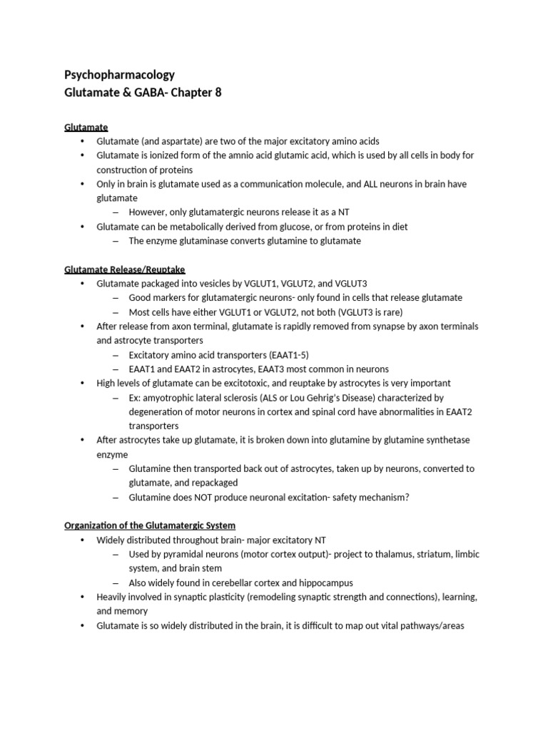 Psychopharm Glutamate GABA 8 - New | PDF | Long Term Potentiation ...