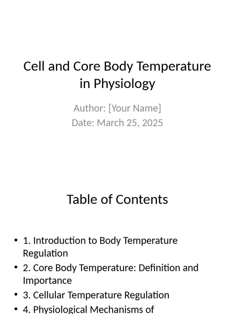 Cell and Core Body Temperature Physiology | PDF | Thermoregulation ...