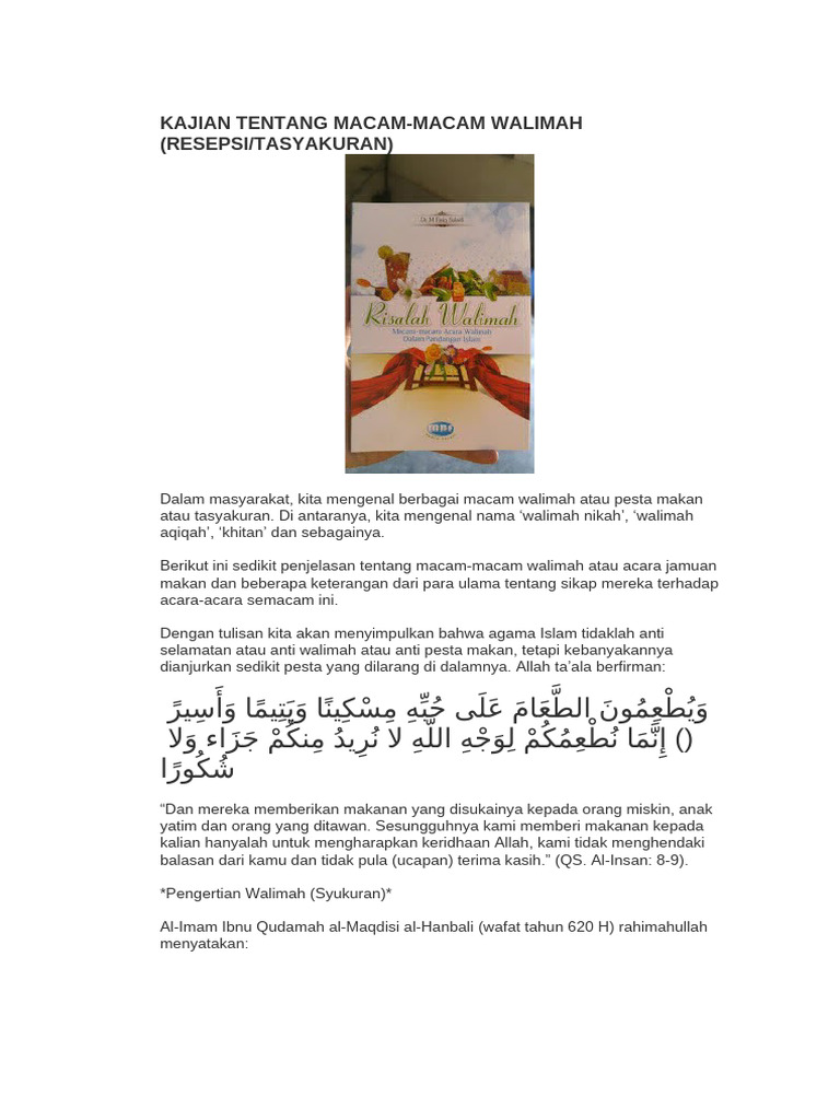 Macam-Macam Walimah dalam Islam | PDF