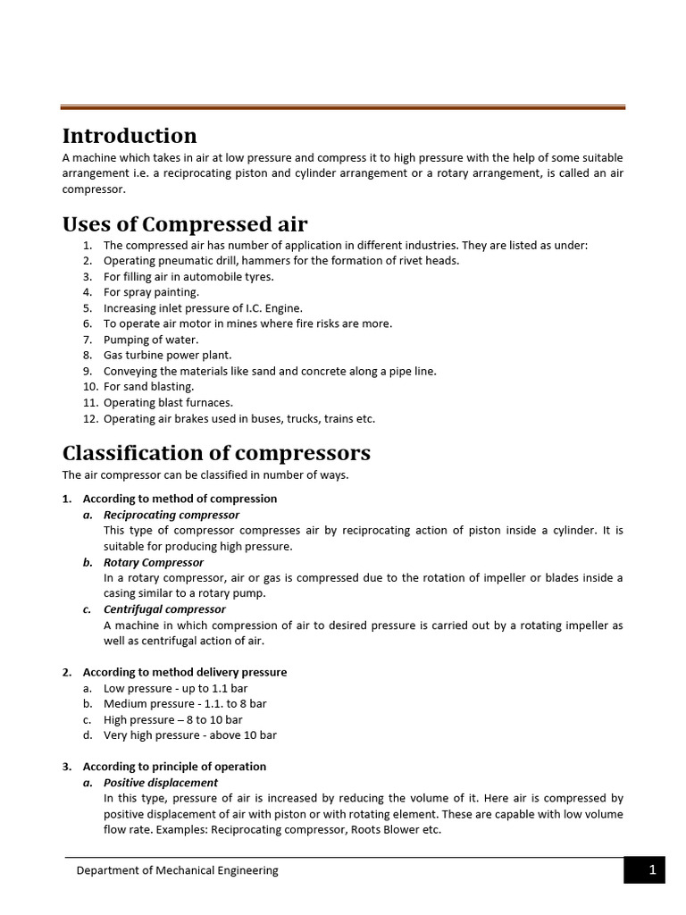 BME Material - Air Compressor | PDF | Pump | Turbine
