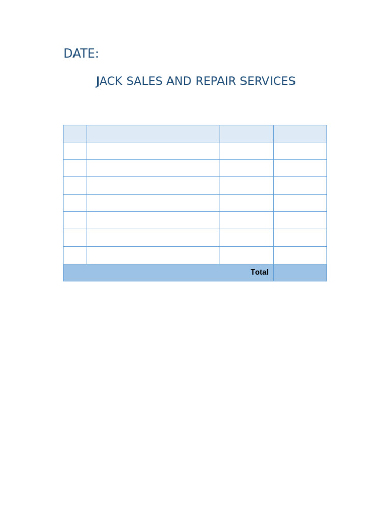 Jack Sales and Repair Services Invoice | PDF