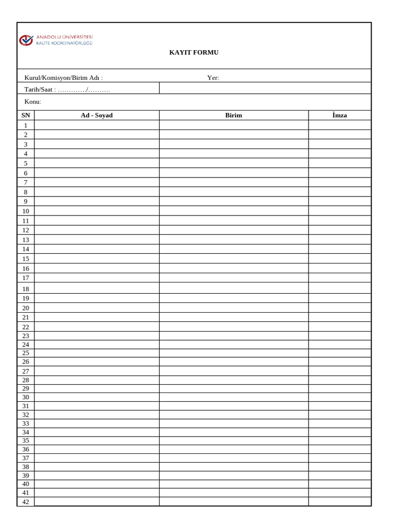 Ornek Kayit Formu Ca5f649903de6a80 | PDF