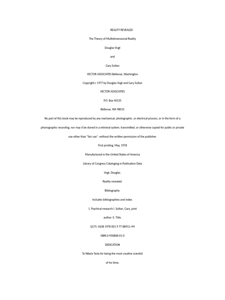 (preservered original copy) REALITY REVEALED The Theory of ...