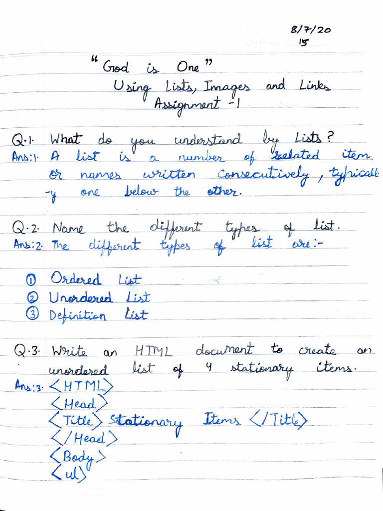 Computer HTML Assignment 1 | PDF