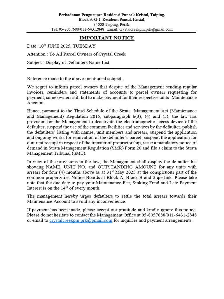 Defaulter Notice-10th June 2025 | PDF