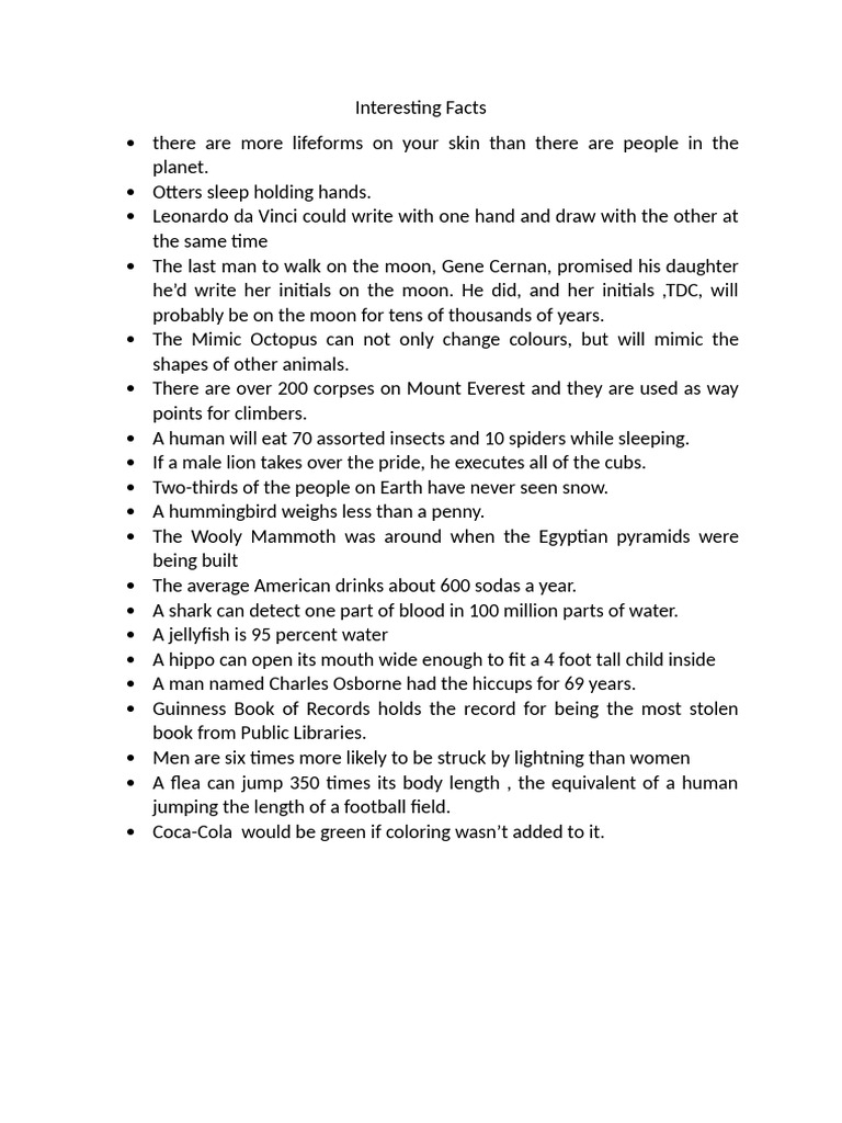 Interesting Facts | PDF