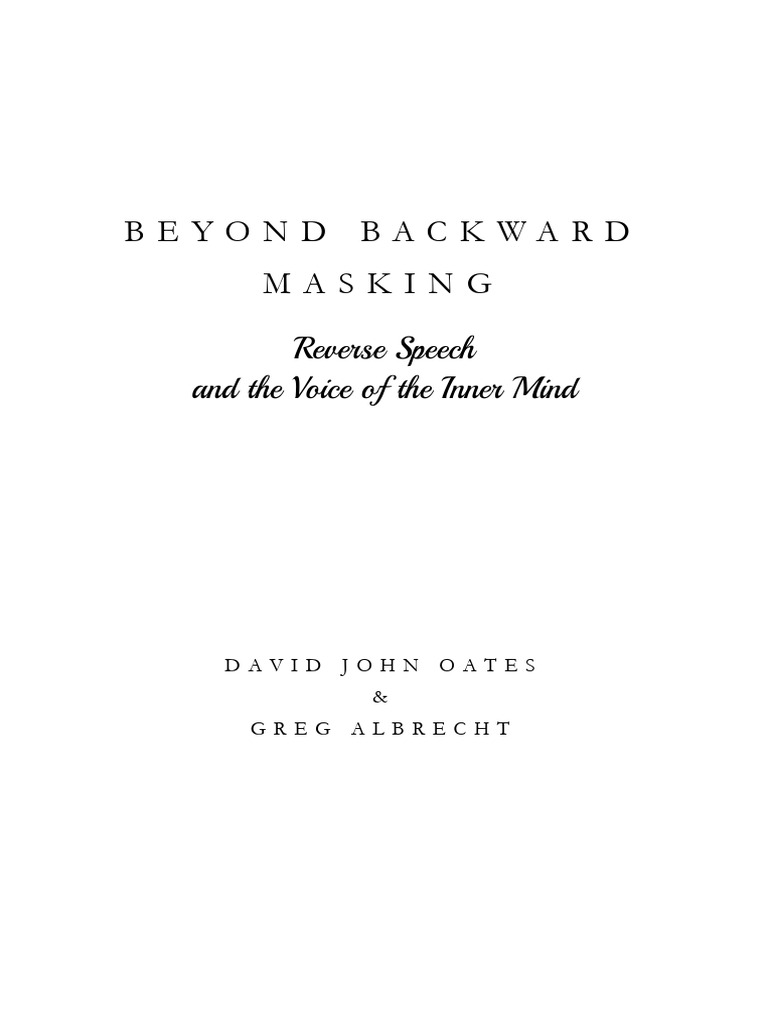 Reverse Speech and Backward Masking | PDF