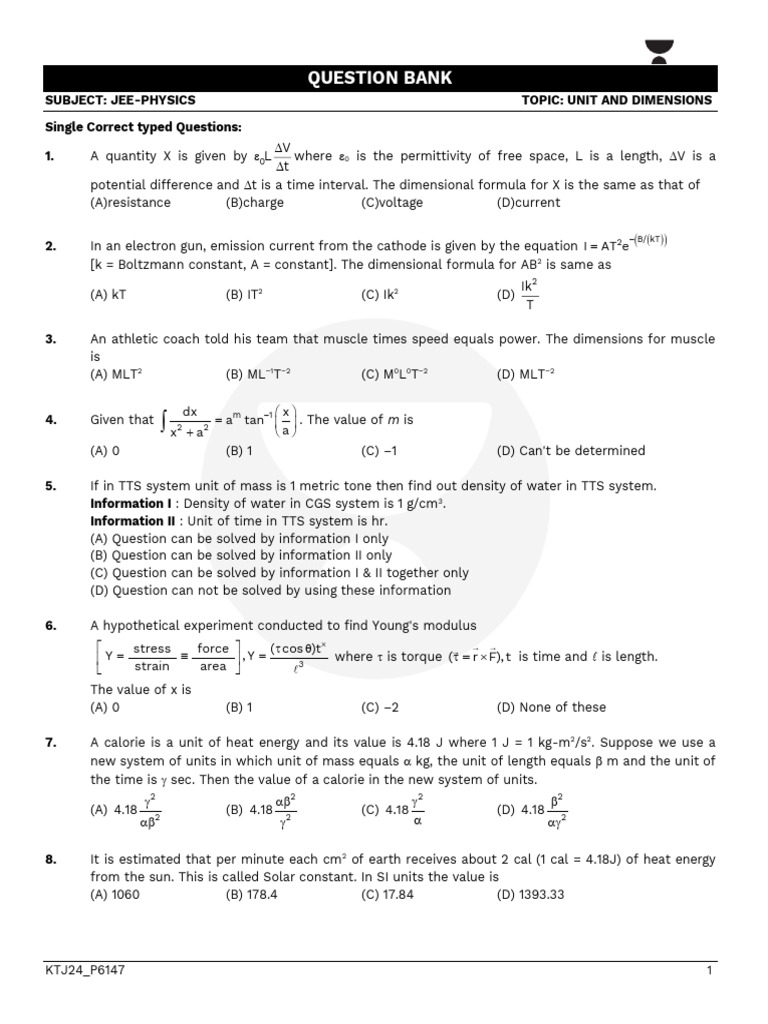 Class 11 Physics Question Bank | PDF | Force | Angle