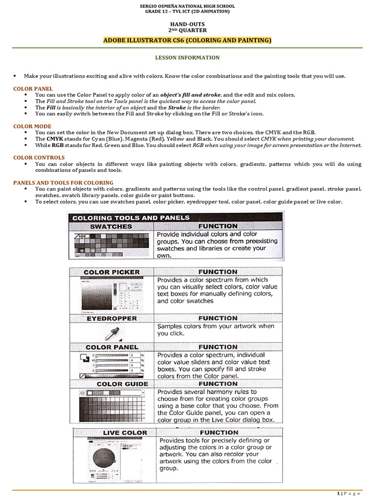 Adobe Illustrator CS6 Coloring Guide | PDF | Rgb Color Model | Color