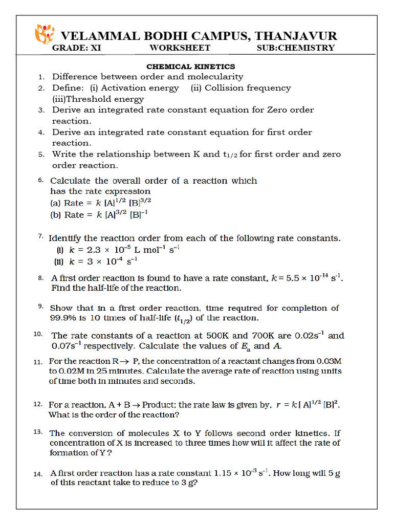 Che Xii Chemical Kinetics | PDF