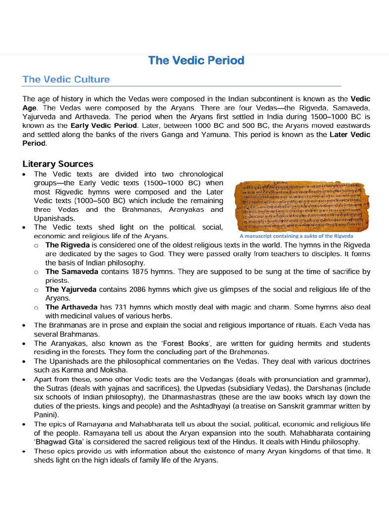 The Vedic Period Notes | PDF