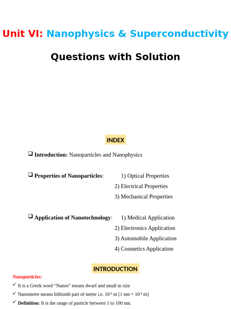 Unit VI - QPG With Solution-1 | PDF | Superconductivity | Physical Sciences