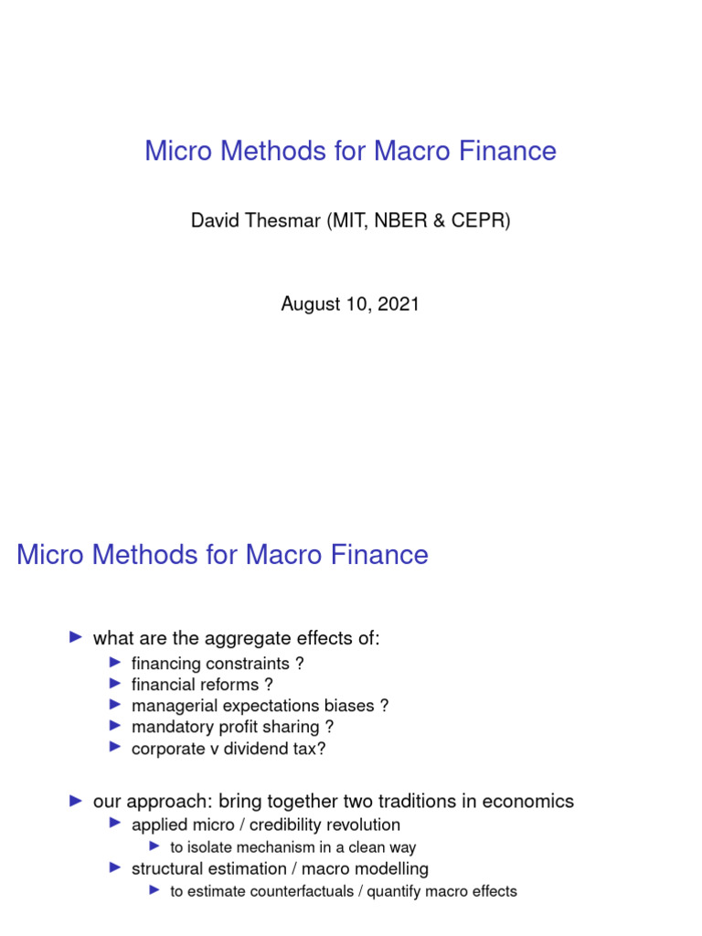 Micro Methods For Macro Finance | PDF | Forecasting | Robust Statistics
