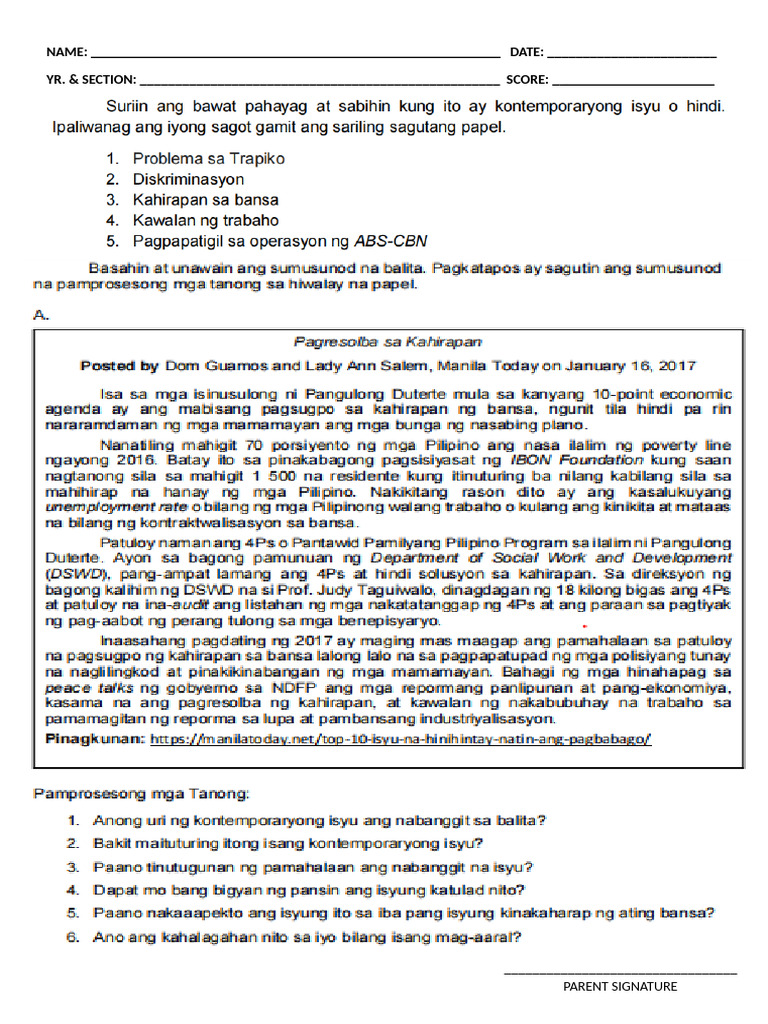 Activity Sheets-Ap 10 Mod 1 | PDF