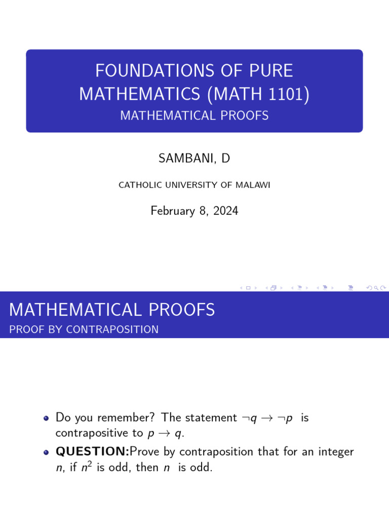 MATH 1101 - Lessons 5 and 6 | PDF | Mathematical Proof | Mathematics