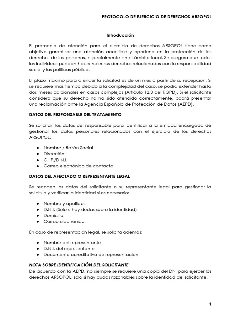 GRUPO 4.protocolo de Ejercicio de Derechos | PDF