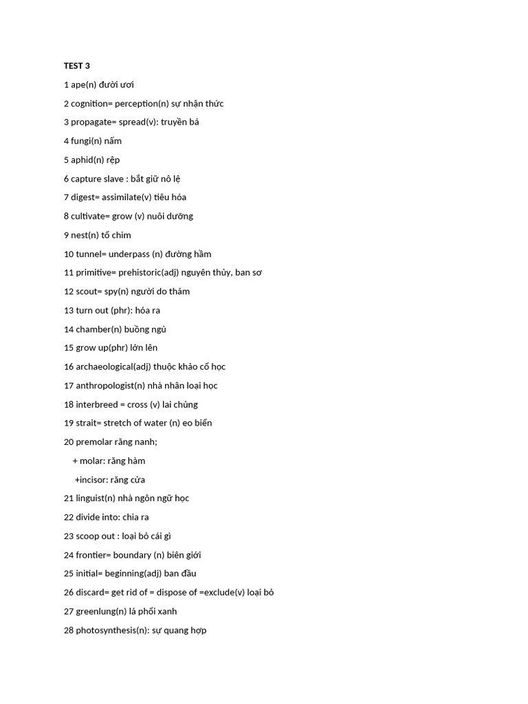 Vocabulary Test 34 Ielts 7 | PDF