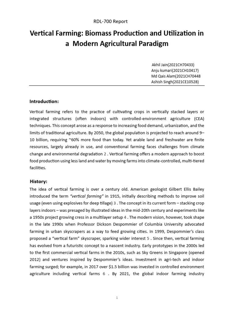 Vertical Farming - Biomass Production and Utilization in A Modern ...