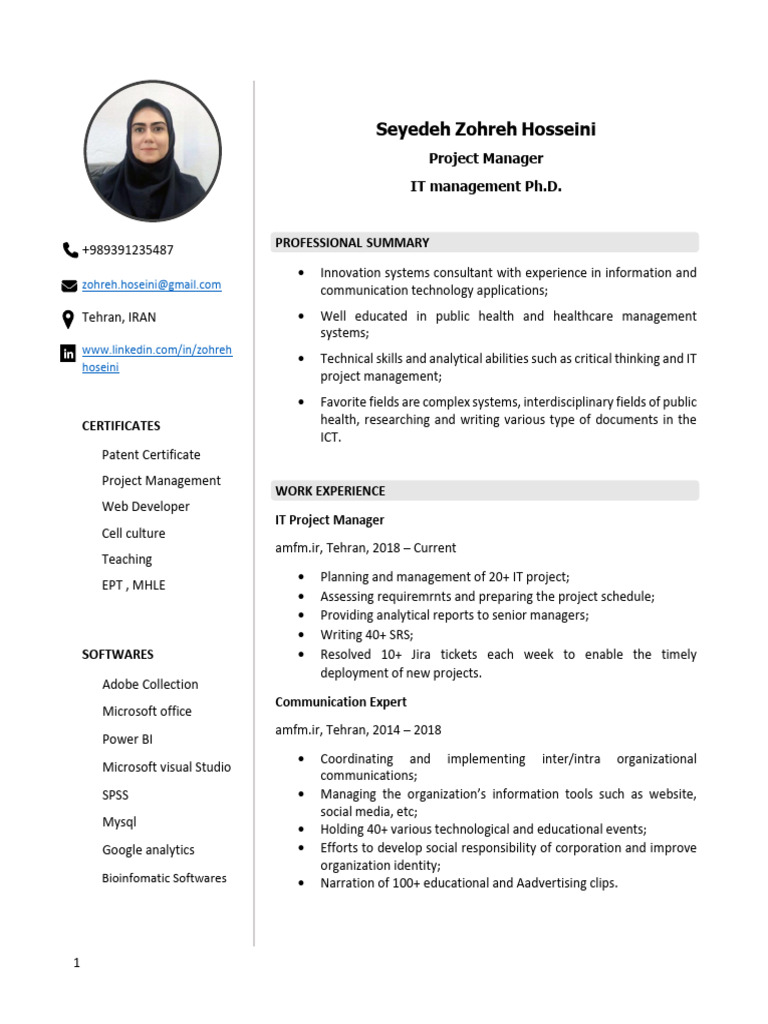 01 Seyedeh Zohreh Hosseini CV | PDF | Polymerase Chain Reaction | Escherichia Coli